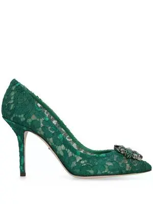 Dolce & Gabbana Bellucci Lace Embellished Stiletto Pumps - Green