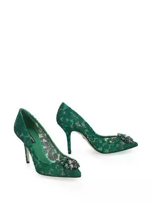 Dolce & Gabbana Bellucci Lace Embellished Stiletto Pumps - Green