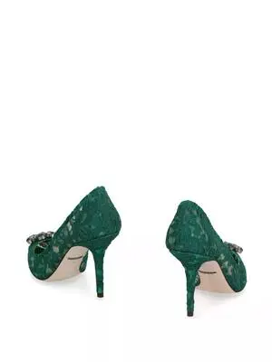 Dolce & Gabbana Bellucci Lace Embellished Stiletto Pumps - Green