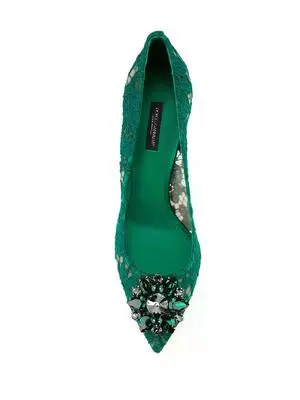 Dolce & Gabbana Bellucci Lace Embellished Stiletto Pumps - Green