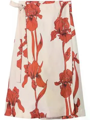 La DoubleJ Wrap-design A-line Skirt - Neutrals