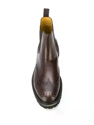 SCAROSSO Leather Brogue Ankle Boots