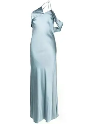 Michelle Mason Bias-cut One-shoulder Gown - Grey