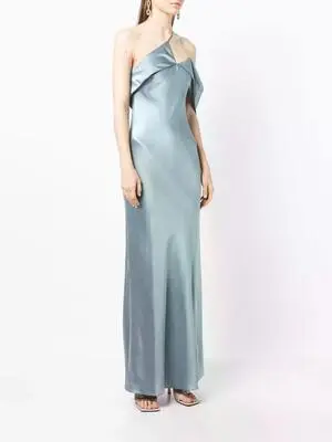 Michelle Mason Bias-cut One-shoulder Gown - Grey