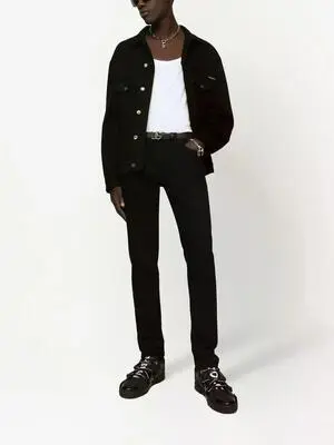 Dolce & Gabbana Skinny Jeans With Logo Plaque - Black