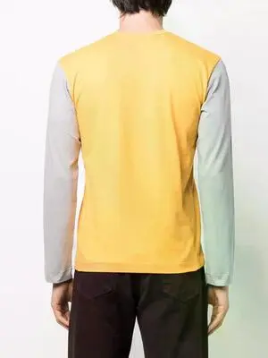 Play Comme Des Garcon Logo-embroidered Colour-block T-shirt - Orange