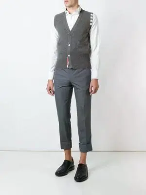 Thom Browne Sleeveless Buttoned Cardigan - Grey