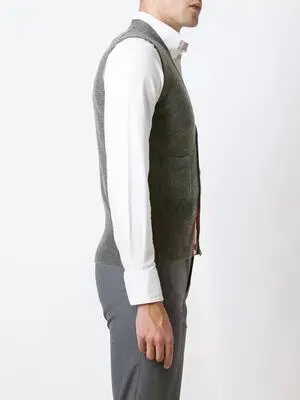 Thom Browne Sleeveless Buttoned Cardigan - Grey