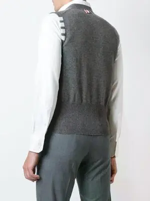 Thom Browne Sleeveless Buttoned Cardigan - Grey