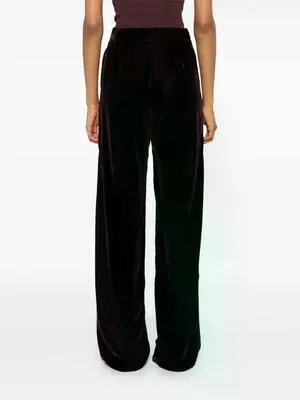 BLANCA VITA Velvet Palazzo Trousers - Red