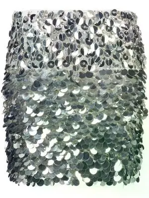 DES_PHEMMES High-waisted Sequin-embellished Skirt - Silver