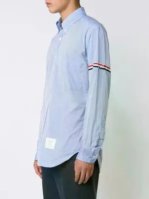 Thom Browne Striped-detail Long-sleeved Shirt - Blue