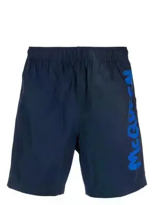 Alexander McQueen Logo-print Swim Shorts - Blue