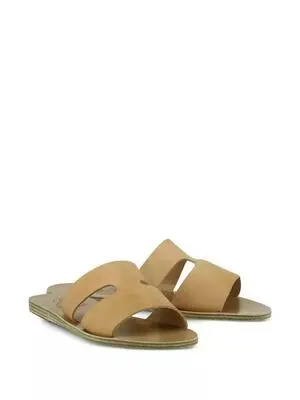 ANCIENT GREEK SANDALS Apteros Leather Slides - Brown