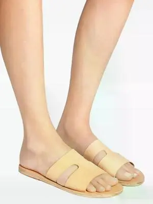 ANCIENT GREEK SANDALS Apteros Leather Slides - Brown