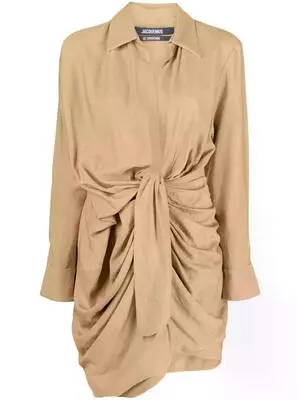 Jacquemus La Robe Bahia Draped Minidress - Neutrals
