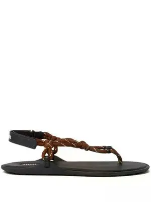 Miu Miu Cord-strap Leather Sandals - Brown
