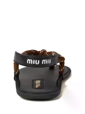 Miu Miu Cord-strap Leather Sandals - Brown