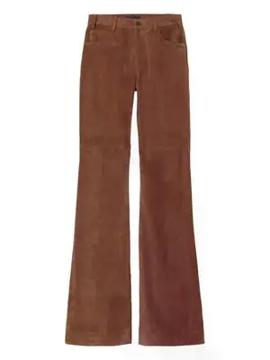 NILI LOTAN Roe Flared Suede Trousers - Brown
