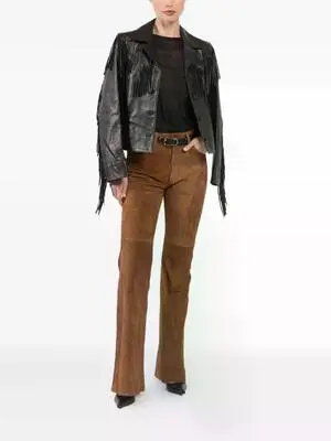 NILI LOTAN Roe Flared Suede Trousers - Brown