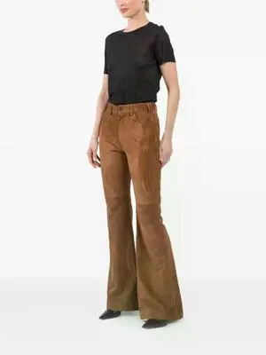 NILI LOTAN Roe Flared Suede Trousers - Brown