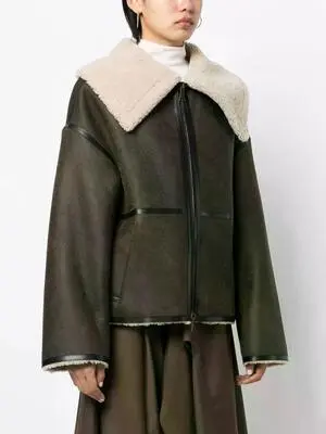 Goen.j Shearling-lined Aviator Leather Jacket
