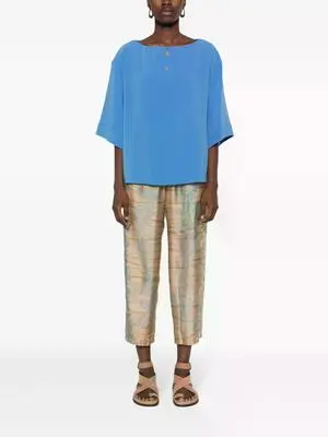 Alberto Biani Boat-neck Cady Blouse - Blue