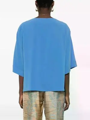 Alberto Biani Boat-neck Cady Blouse - Blue