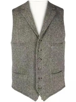Polo Ralph Lauren Herringbone V-neck Waistcoat - Black
