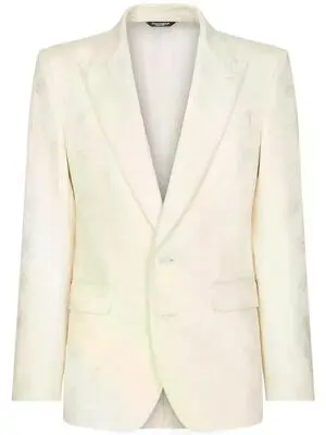 Dolce & Gabbana Dg-logo Jacquard Single-breasted Blazer - Neutrals