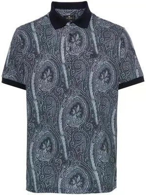 Etro Paisley-print Polo Shirt - Blue