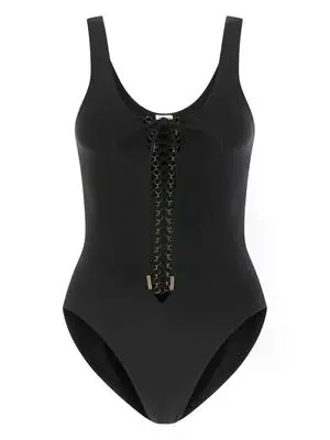 Saint Laurent Saharienne Lace-up One Piece Swimsuit - Black