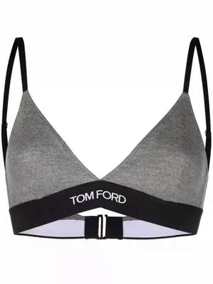 TOM FORD Logo-underband Cashmere Triangle Bra - Grey