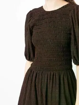 GANNI Striped Smocked Mini Dress - Brown