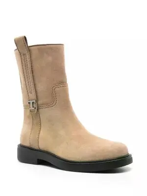 TOD'S T Timeless-plaque Boots - Neutrals