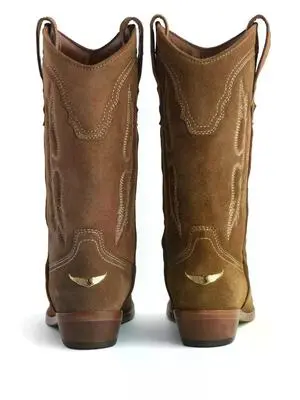 Zadig&Voltaire Western Tex Suede Boots - Brown