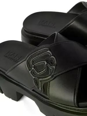 Karl Lagerfeld Ikon Nft Kross Strap Leather Mules