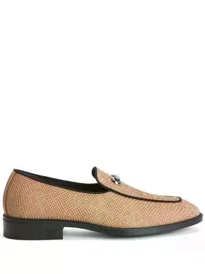 GIUSEPPE ZANOTTI Archibald Snakeskin-effect Leather Loafers - Brown