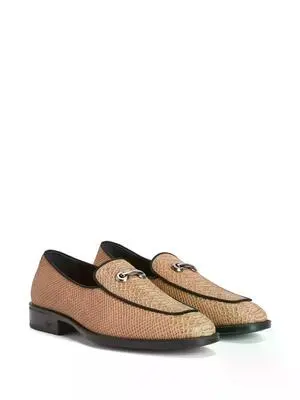GIUSEPPE ZANOTTI Archibald Snakeskin-effect Leather Loafers - Brown