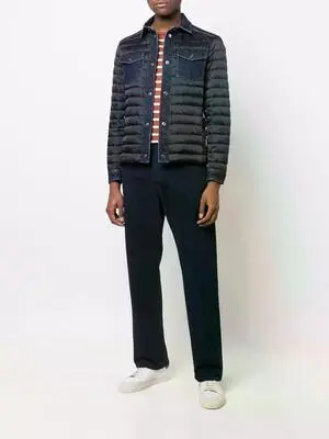 MOORER Padded Jacket With Denim Details - Blue