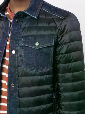 MOORER Padded Jacket With Denim Details - Blue