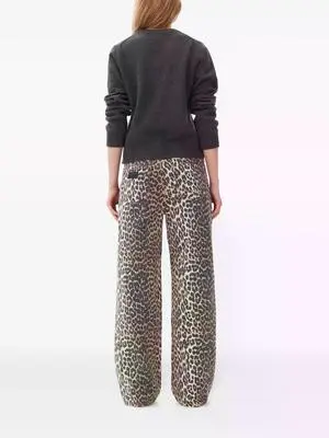 GANNI Leopard Print Denim Trousers