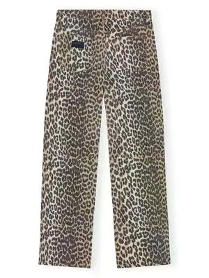 GANNI Leopard Print Denim Trousers