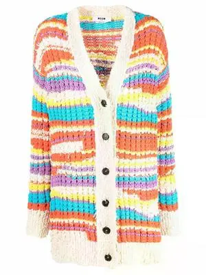 MSGM Striped Chunky Knit Cardigan