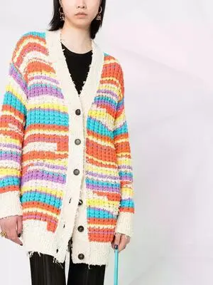 MSGM Striped Chunky Knit Cardigan