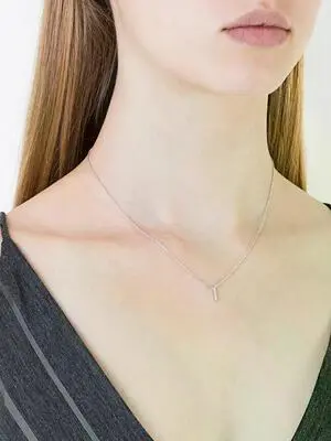 ALINKA 18kt White Gold Diamond 'i' Initial Pendant Necklace