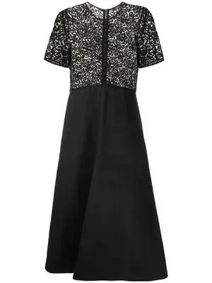 Goen.j Macramé-panel Midi Dress - Black