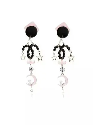 AMIR SLAMA Moon Pendant Drop Earrings - Black