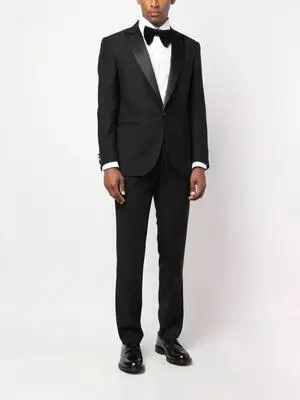 Corneliani Peak Lapel Single-breasted Virgin-wool Suit - Black