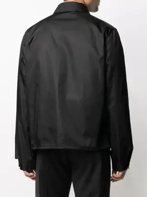 Prada Re-nylon Logo Patch Zip-up Jacket - Black